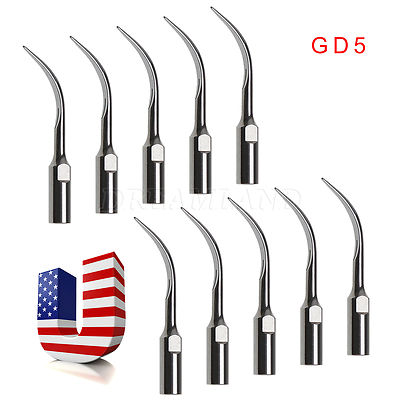 10PC Dental Perio Tips GD5 Fit Satelec DTE Ultrasonic Piezo Scaler ...