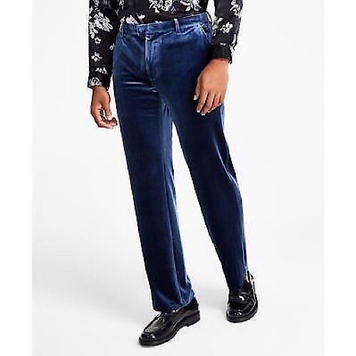 INC Dress Pants Men's 33x32 Owen Slim-Fit Velvet Suit Pant Navy Blue | eBay