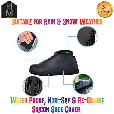 TOP QUALITY SILICON NON-SLIP, WATER-PROOF RE-USABLE SHOE COVER FOR MAN ...