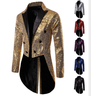 New Men Sequin Tail Jacket Coat Prom Party Stage Tail Coat Jacket | eBay