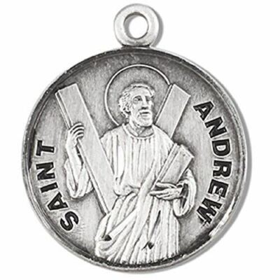 Sterling Silver Patron Saint St Andrew 7/8Inch Catholic Religious Medal ...