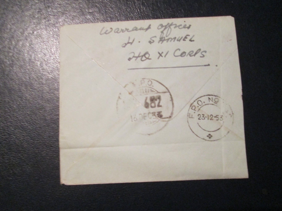 1953 Postmaster 740 FPO New Delhi 56 APO, Warrant Officer, H Samuel, HQ ...
