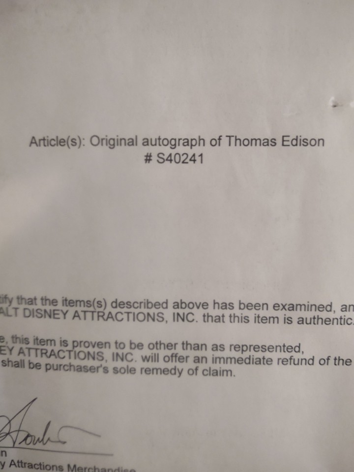THOMAS EDISON ORIGINAL HAND SIGNATURE SIGNED AUTOGRAPH | eBay