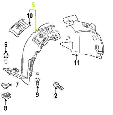 Mercedes - Benz GL OEM Fender Liner Splash Guard 1668802705 Front Right ...