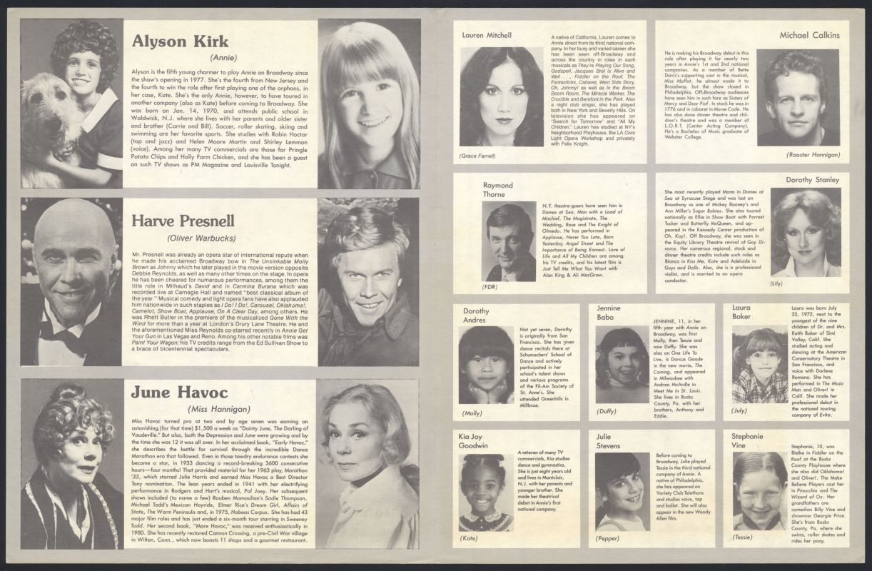 1980s ALYSON KIRK, HARVE PRESNELL & JUNE HAVOC In ANNIE THE MUSICAL ...