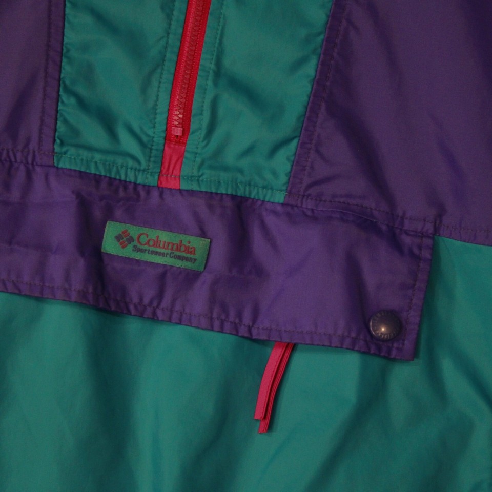 COLUMBIA Vtg 90s Blue Purple Pink Colorblock Windbreaker JACKET Coat ...