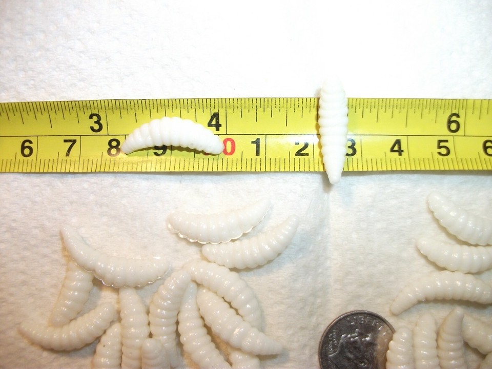 150-7/8"-GLOW-crappie panfish-maggots-scent-grub-soft wax worms-jigs ...