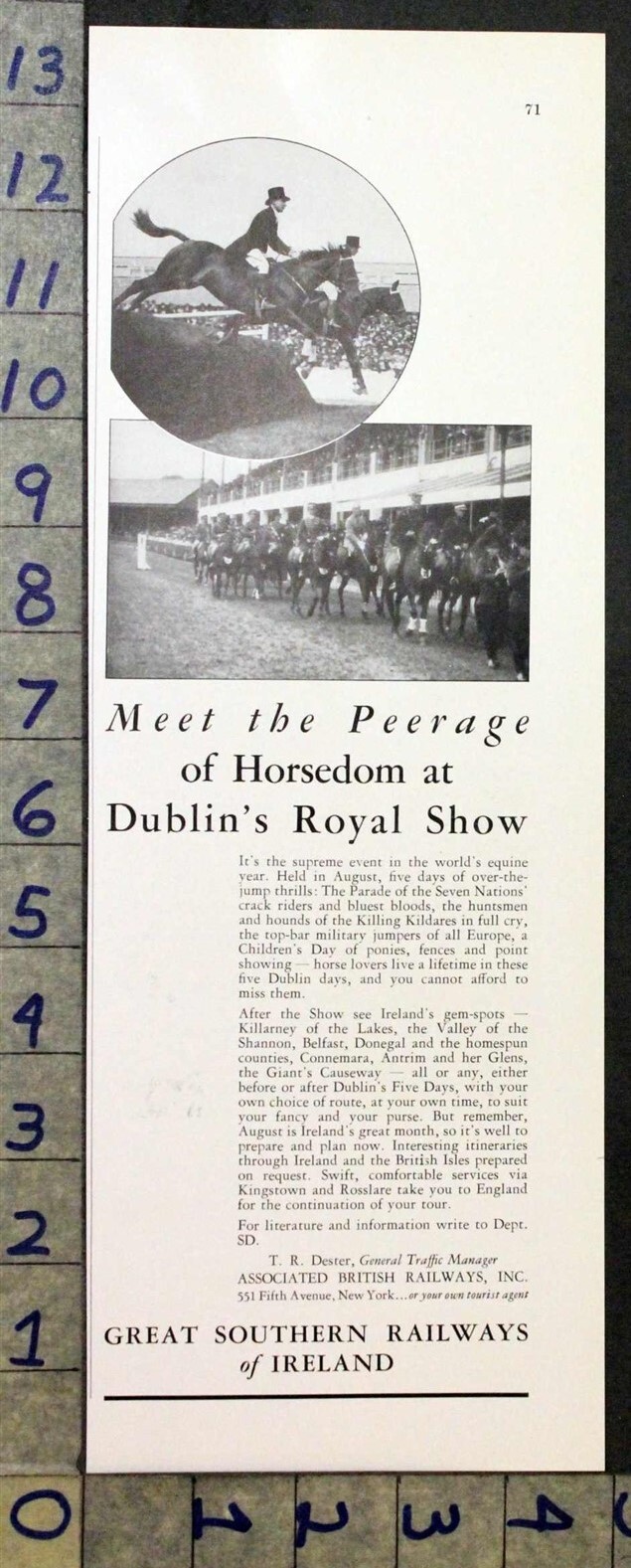 1936 EQUESTRIAN HORSE DUBLIN ROYAL SHOW GREAT SOUTHERN RAILROAD IRELAND ...
