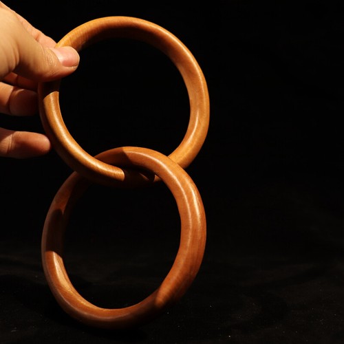 Peach Yin Yang Double Ring Talisman Wood Carved Taoist Qiankun Circle ...