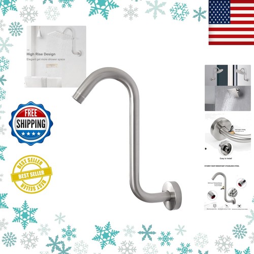 8 Inch Shower Head Extension Arm with Flange S Shaped Shower Head Riser ...