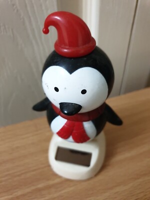 Solar Powered Dancing Winter Cute Santa Penguin Bobble Head Collectable ...