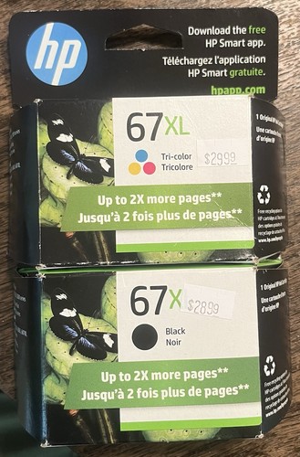 New OEM HP 67 XL Black And Tri Color Ink Cartridges Expire 2025/2026 | eBay