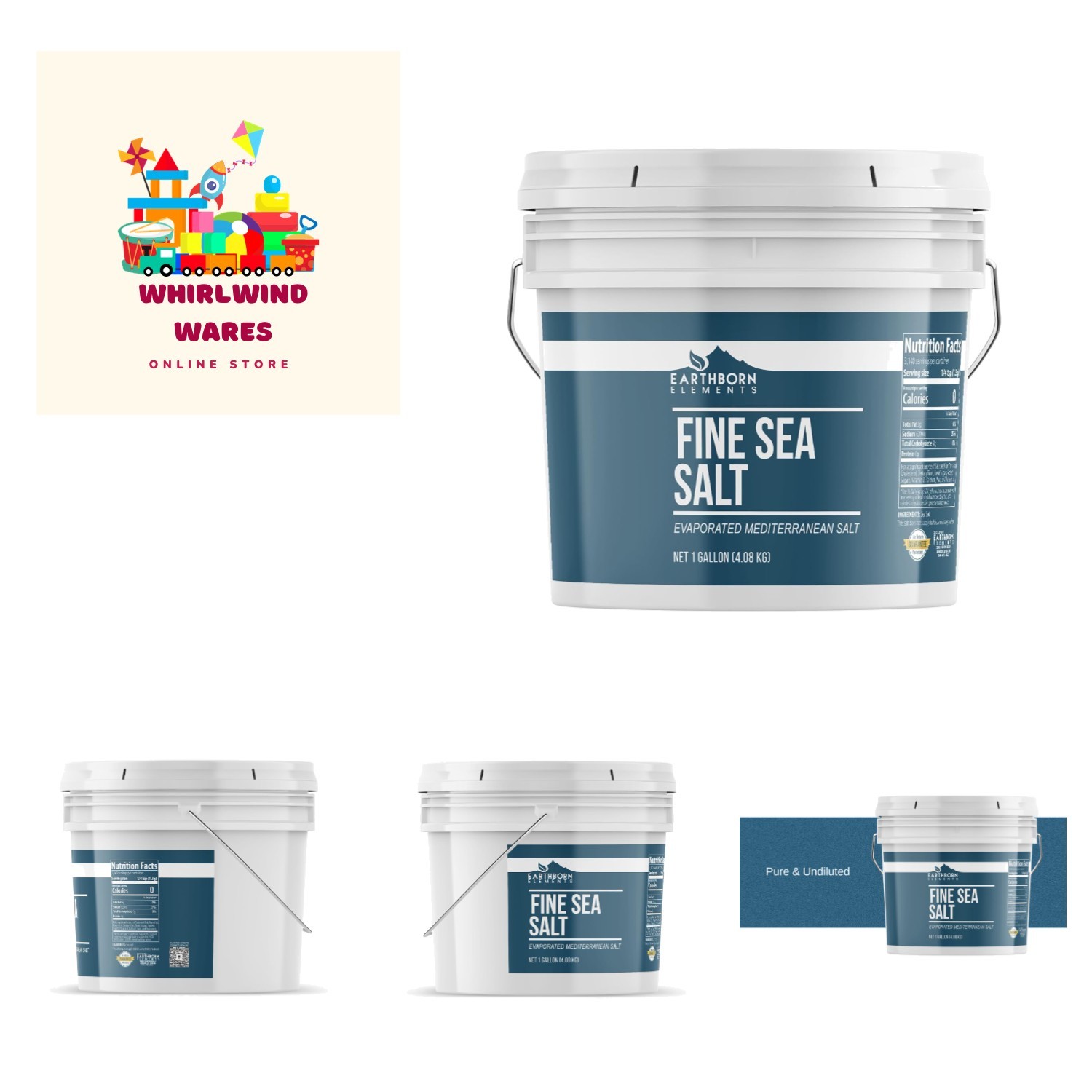 Fine Sea Salt, 1 Gallon Bucket, Sourced from Spain, Pure Ground, Baking ...