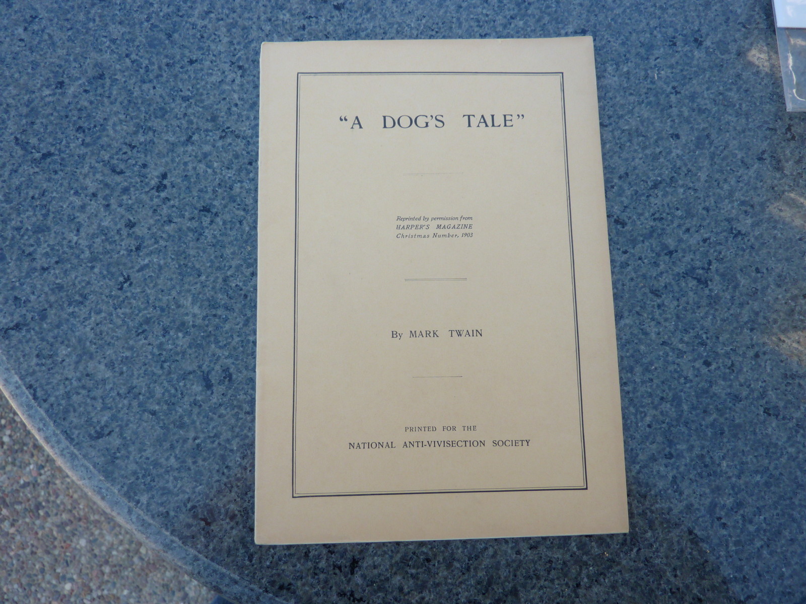 A Dog’s Tale by Mark Twain. First separate edition in beige wrappers ...