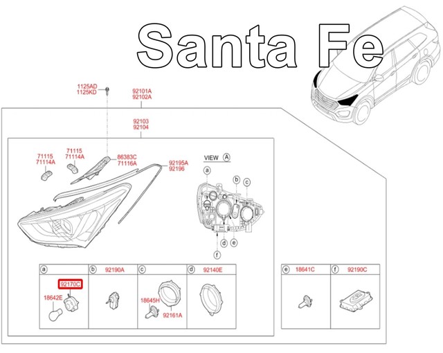 Hyundai OEM 13-15 Santa Fe-headlight Headlamp Socket 921613R010 for ...