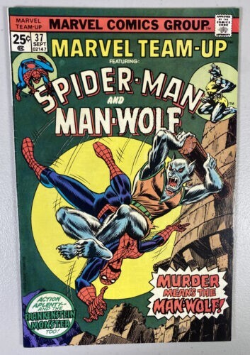 Marvel Team-Up 37 Comic Book 1975 Man-Wolf Spider-Man Frankenstein FN+ | eBay