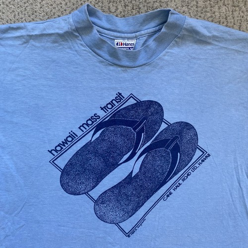 Vintage 80s Hawaii Mass Transit T Shirt Blue Beefy T Flip Flops Large ...