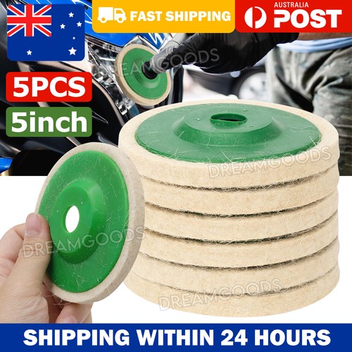 5x Wool Buffing Polishing Angle Grinder Wheel Felt Pad 4'' Buffer Buff ...
