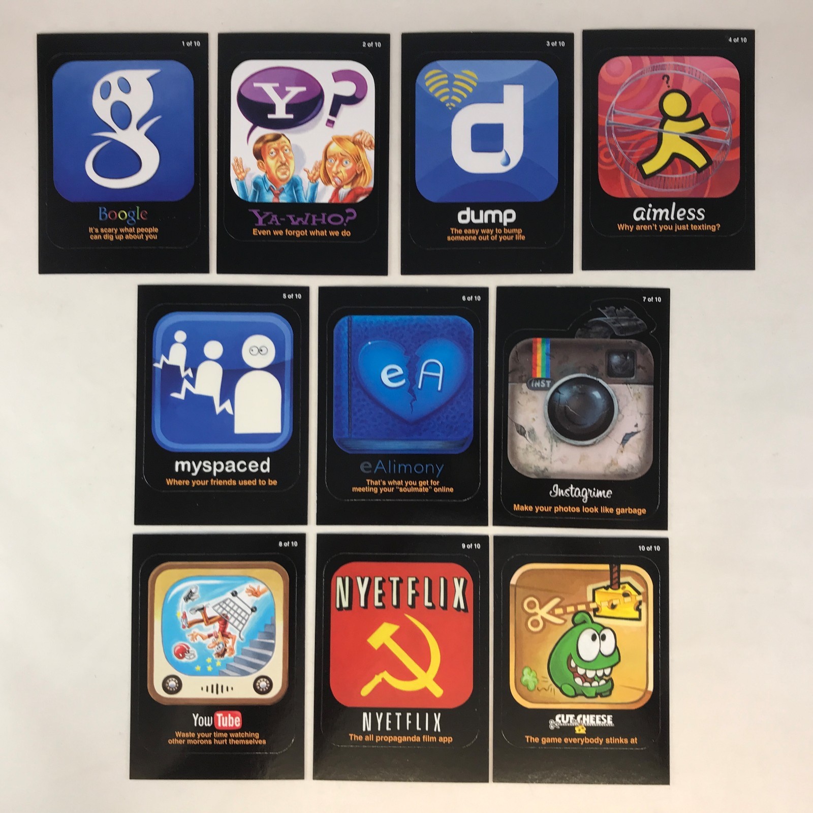 WACKY PACKAGES SERIES 10 (Topps/2013) Complete AWFUL APPS STICKER Chase ...