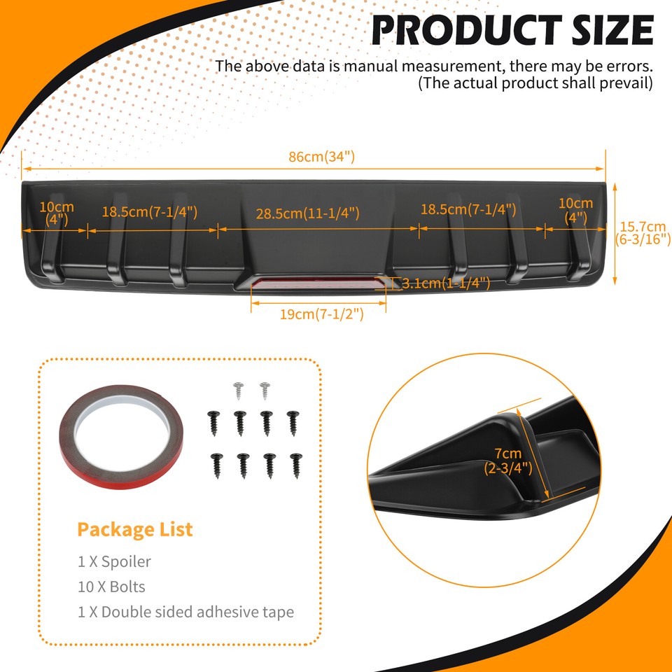 Glossy Black Rear Bumper Diffuser Fins Spoiler Lip Splitter For Lincoln ...