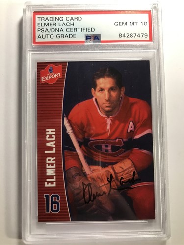 Elmer Lach Molson Export AUTO AUTOGRAPH SIGNED PSA/DNA SLAB GEM 10 ...