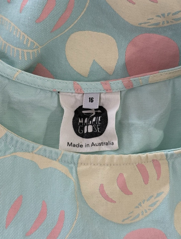 Magpie Goose Yalbun and Jo Jo (Bush Lillies) Shift Dress; Size 16 ...