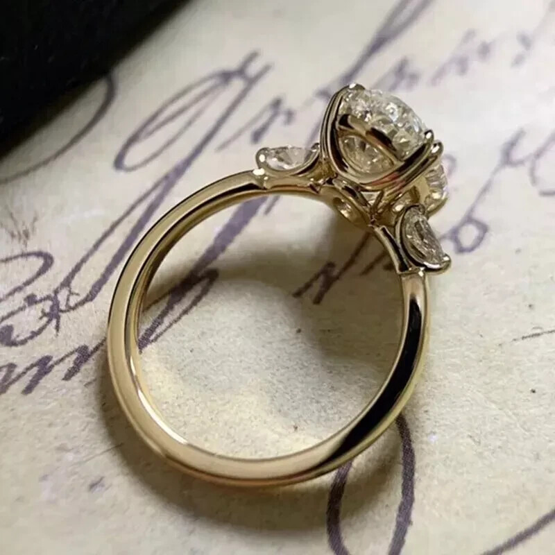 2.55Ct Oval Cut White Lab Created Diamond Solitaire Engagement 14K Gold ...