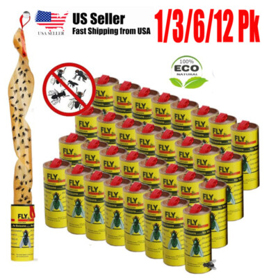 Rolls Insect Bug Fly Glue Paper Catcher Sticky Flies Trap Ribbon Tape 1 ...