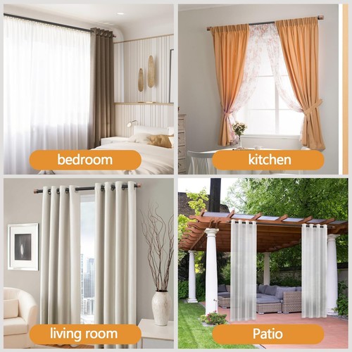 Wood Curtain Rods for Windows 72 to 144 Inches6-12ft1 inch Adjustable ...