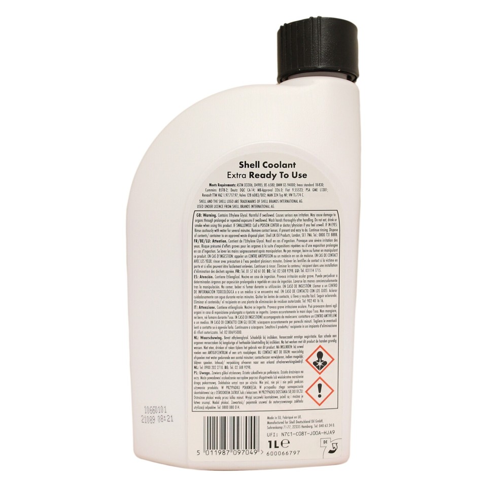 Shell Coolant Extra RTU Engine Corrosion Protection Ready To Use 1L 1 ...