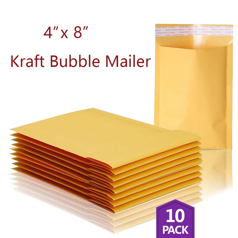 4x8" (4x7") Kraft Self Seal Bubble Mailer Padded Envelope Shipping Bag ...