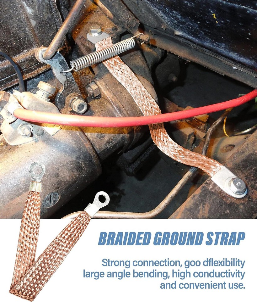 Universal Flat Braided Copper Ground Strap Professional Vehicle ...
