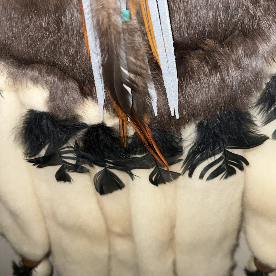 DREAM Catcher Native American Mandala Fur Wool Feathers Beaded Large Vintage | eBay