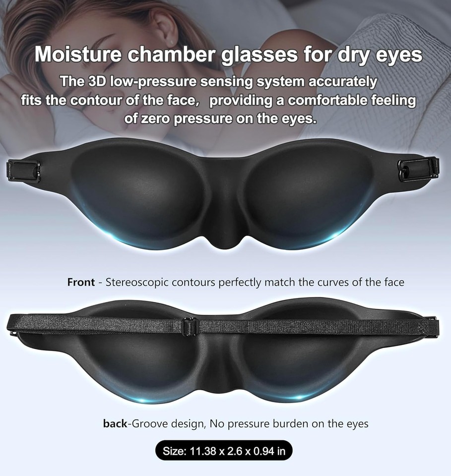 Moisture Chamber Glasses for Dry Eyes,3D Contoured Steep Eye Mask ...