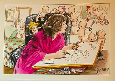Rose O'Neil Drawing Kewpies - (5) Five Post Cards 5 7/8 by 4 inches All ...