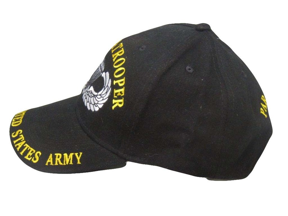 U.S. Army Paratrooper Crest Diamond Wings Black Embroidered Cap Hat ...