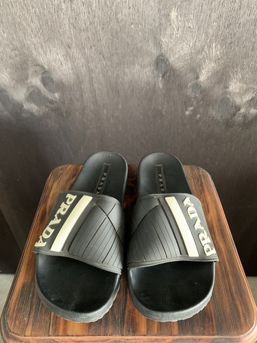 Prada logo slides in black - men’s uk 6 | eBay