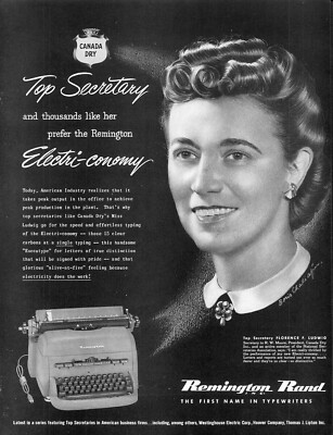 1952 Remington typewriters Florence F Ludwig top secretary art Print Ad ...