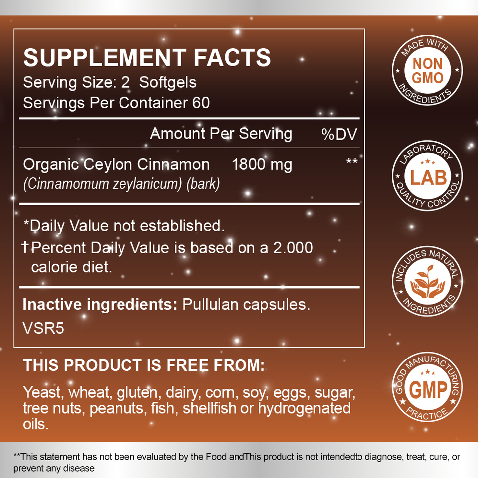 Organic True Ceylon Cinnamon 1800mg - Highest Potency Blood Sugar Support | eBay