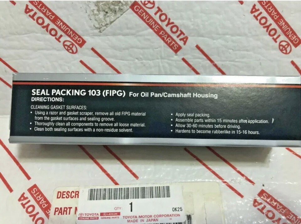 *NEW TOYOTA OIL PAN GASKET MAKER 00295-00103 SEALANT RUBBER RTV ...
