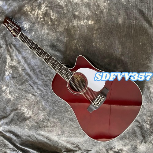 12 String Takamine Red Solid Spruce Acoustic Electric Guitar Hollow ...