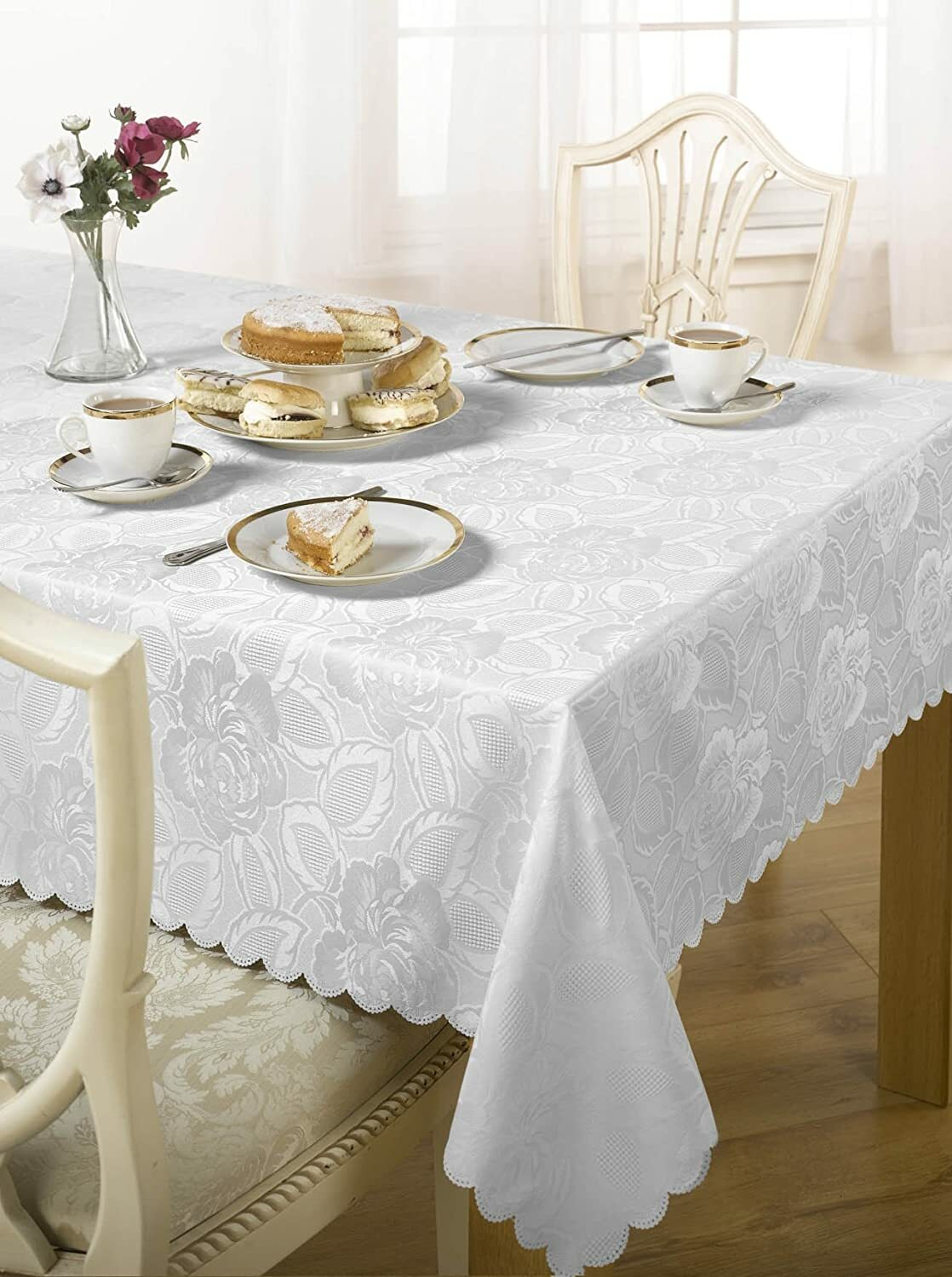 Damask Floral Jacquard Tablecloth in Various Colours, Shapes & Sizes | eBay