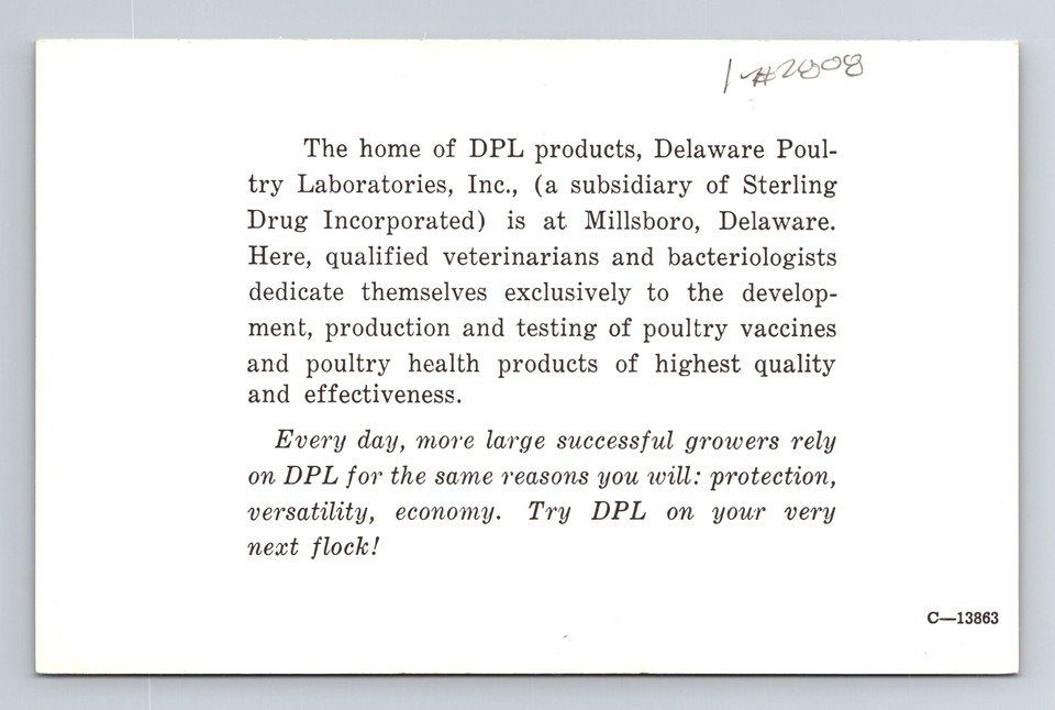 Millsboro DE- Delaware, Home Of DPL Products, Laboratories, Vintage ...