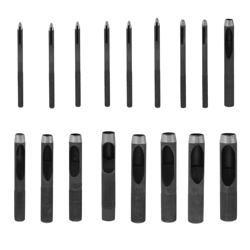 17Pcs Leather Hole Punches Set 4mm-20mm Round Hole Puncher Tool for ...