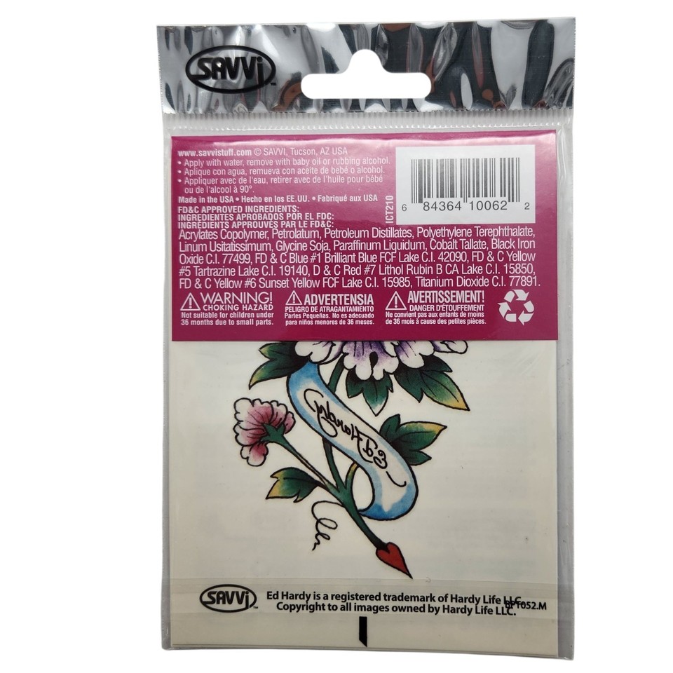 Ed Hardy Nail Tattoo Decals 3 Packages with 10 Sets and Matching Tattoo ...