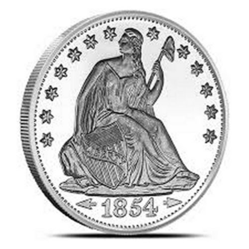 1 Ounce Silver Bullion Round 1854 Seated Liberty Design 1 Oz .999 Fine ...