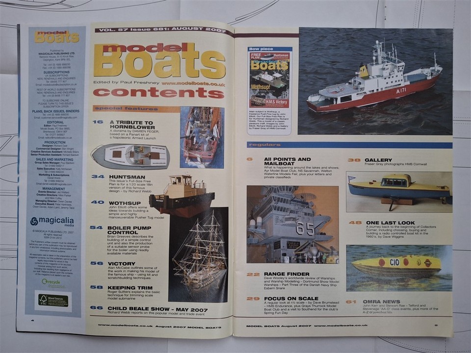 Model Boats Plan "Huntsman 31" & Magazine August 2007 Vol.57 Issue 681 ...
