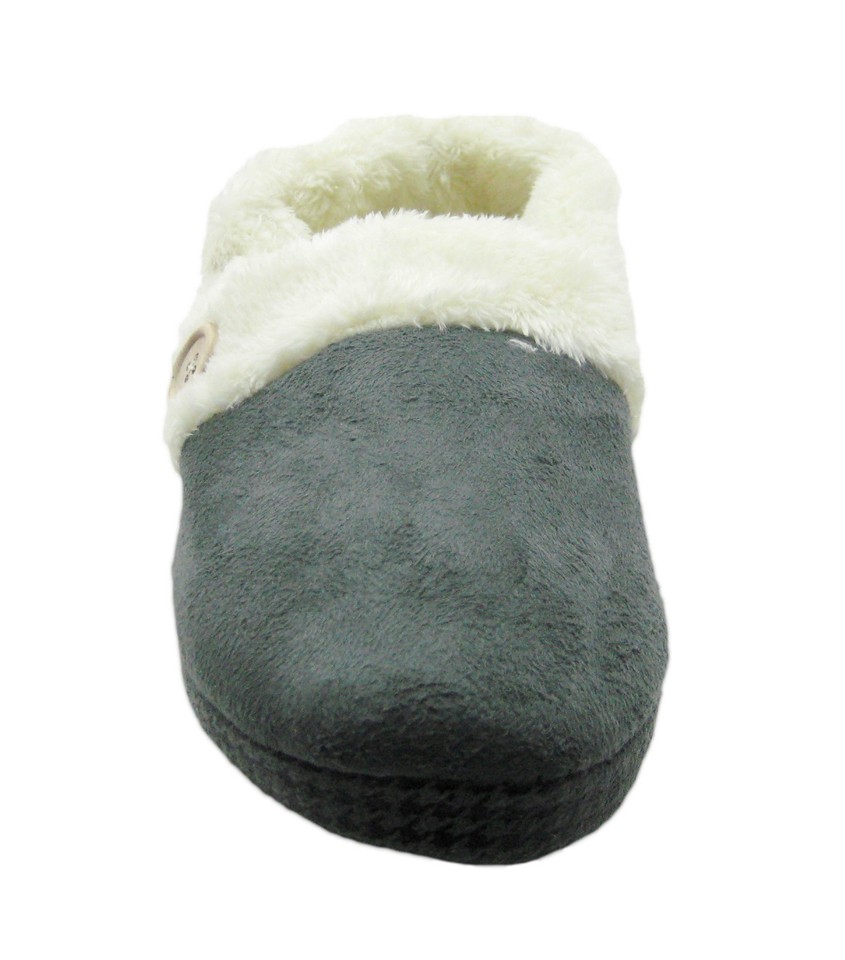 Women’s Micro-suede Fur Trim Slippers with Button Decoration ...