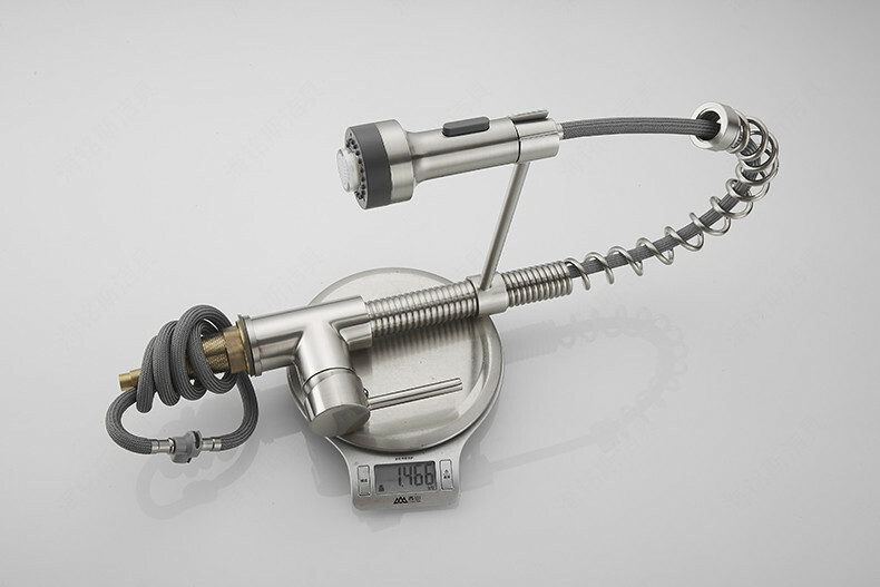 Brushed Nickel LED Kitchen Faucet Spray Spring Hose Deck Mounted Sink ...