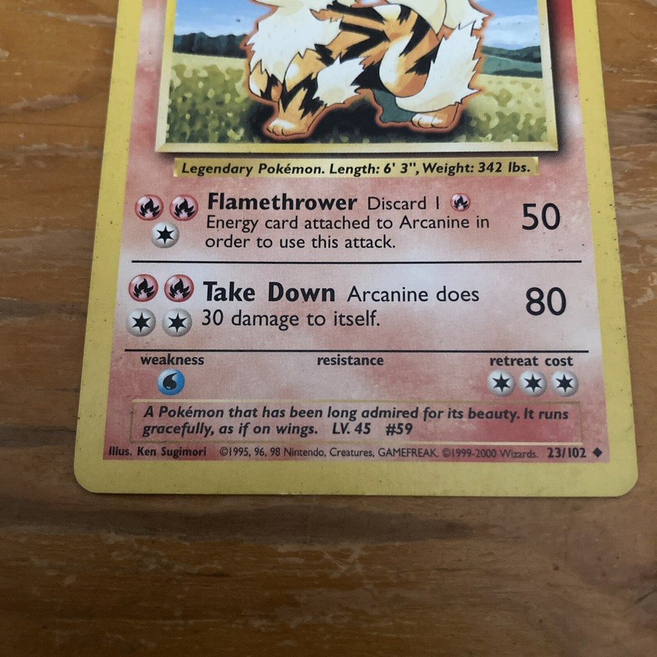 Pokémon TCG Arcanine Base Set 23/102 Regular Unlimited Uncommon | eBay